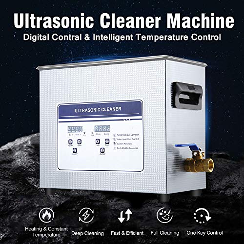 Anbull 6.5L Professional Ultrasonic Cleaner Machine with 304 Stainless Steel and Digital Timer Heater for Jewelry Watch Coin Glass Circuit Board Dentures Small Parts