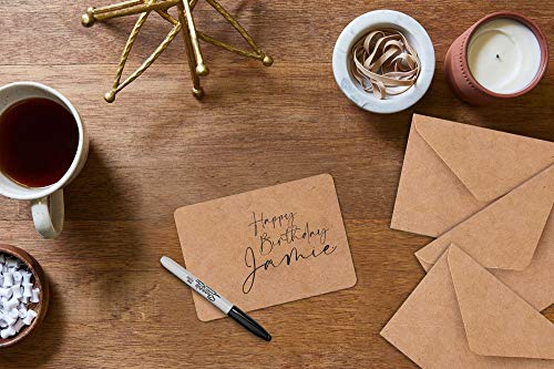 Blank Flat Cards and Envelopes 5" x 7" Brown Kraft 100 Pack of Envelopes and Cards for Wedding, Graduation, Baby Shower, Greeting Card (Kraft Envelopes with Cards)