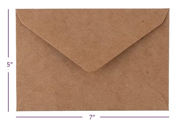 Blank Flat Cards and Envelopes 5" x 7" Brown Kraft 100 Pack of Envelopes and Cards for Wedding, Graduation, Baby Shower, Greeting Card (Kraft Envelopes with Cards)