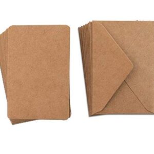 Blank Flat Cards and Envelopes 5" x 7" Brown Kraft 100 Pack of Envelopes and Cards for Wedding, Graduation, Baby Shower, Greeting Card (Kraft Envelopes with Cards)