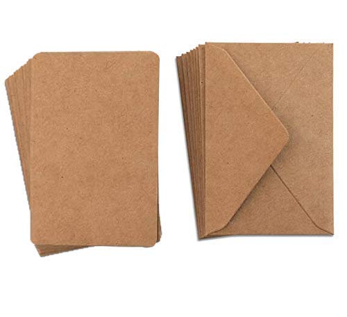 Blank Flat Cards and Envelopes 5" x 7" Brown Kraft 100 Pack of Envelopes and Cards for Wedding, Graduation, Baby Shower, Greeting Card (Kraft Envelopes with Cards)