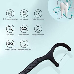 Permotary 6 Packs Bamboo Charcoal Dental Floss Picks Ultra-fine Smoother Portable Household Oral Care Floss Picks for Cleaner Healthier Mouth with Travel Handy Cases 300 Count Flossers