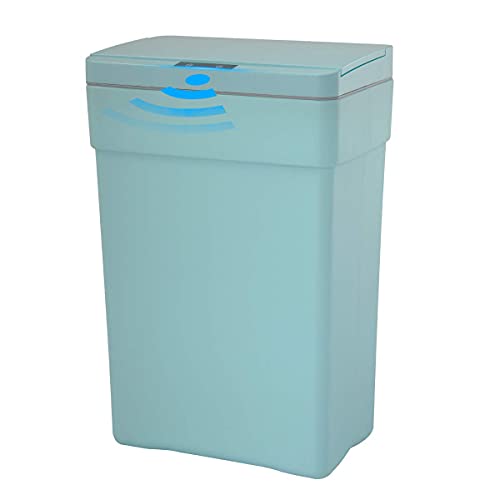 13 Gallon Trash Can Plastic Kitchen Trash Can Automatic Touch Free High-Capacity Garbage Can (Blue)