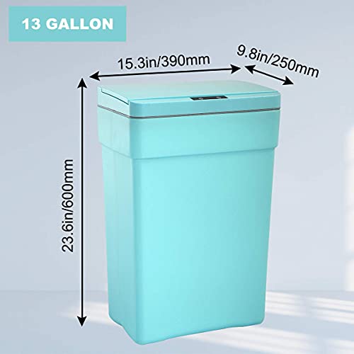 13 Gallon Trash Can Plastic Kitchen Trash Can Automatic Touch Free High-Capacity Garbage Can (Blue)