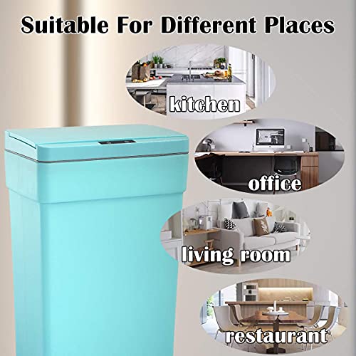 13 Gallon Trash Can Plastic Kitchen Trash Can Automatic Touch Free High-Capacity Garbage Can (Blue)