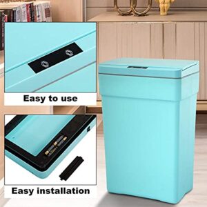 13 Gallon Trash Can Plastic Kitchen Trash Can Automatic Touch Free High-Capacity Garbage Can (Blue)