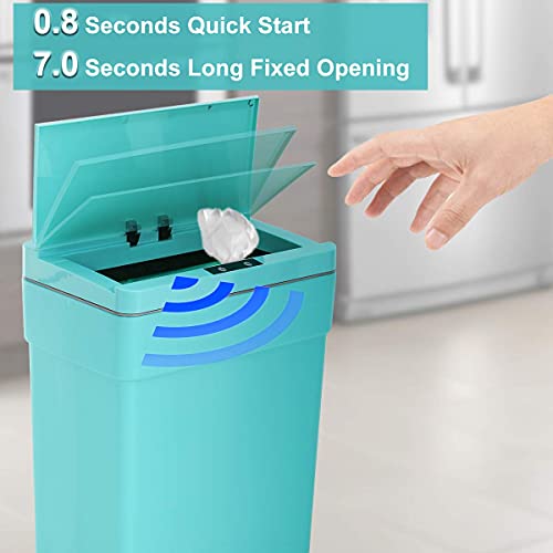 13 Gallon Trash Can Plastic Kitchen Trash Can Automatic Touch Free High-Capacity Garbage Can (Blue)