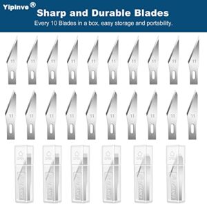 Yipinve Craft Knife Hobby Knife Exacto Knife with 60 Spare Exacto Knife Blades Kit for DIY, Art, Cutting, Carving, Scrapbooking, Stencil