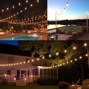 White Outdoor String Lights LED Newpow 100ft with 52 Bright Plastic Bulbs, Dimmable Shatterproof Waterproof 1W 60LM 2200K Warm Glow for Indoor Outdoor Decor and Lighting