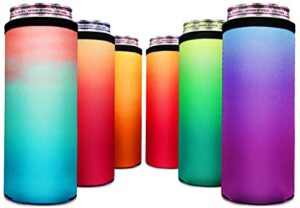 6 skinny can coolers slim can cooler for slim beer & hard seltzer, skinny beer cans coolie skinny insulators, claw can cooler sleeve summer daze