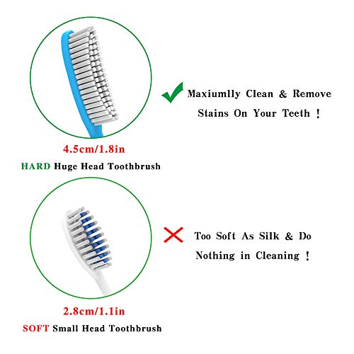 DR PEFECT Extra Hard & Firm Toothbrush BPA Free Large Long Head Whitening Teeth Pack of 4