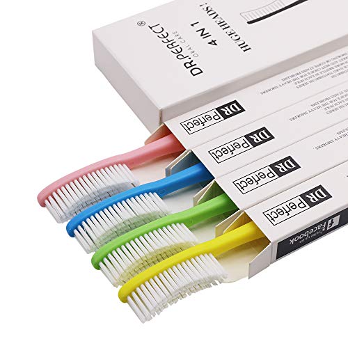 DR PEFECT Extra Hard & Firm Toothbrush BPA Free Large Long Head Whitening Teeth Pack of 4