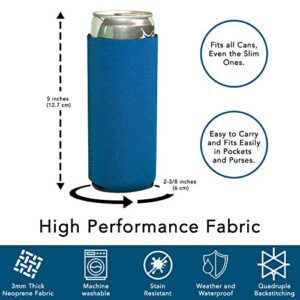 Neoprene Slim Can Cooler Sleeve White Claw - 12 oz Tall Slim Cans Iced Coffee, Michelob Ultra, Red Bull, Spiked Seltzer, Truly- Blank Neoprene Can Cooler (6 Pack | Multicolor Blank)