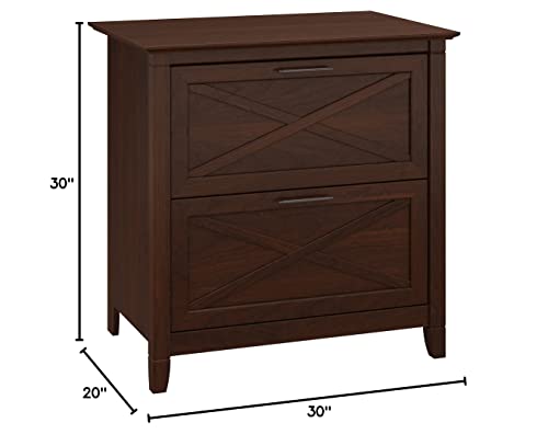 Bush Furniture Key West 5 Shelf Bookcase in Bing Cherry & Key West 2 Drawer Lateral File Cabinet in Bing Cherry