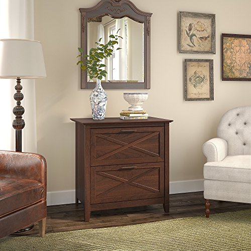 Bush Furniture Key West 5 Shelf Bookcase in Bing Cherry & Key West 2 Drawer Lateral File Cabinet in Bing Cherry