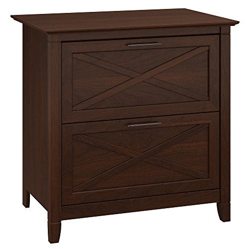 Bush Furniture Key West 5 Shelf Bookcase in Bing Cherry & Key West 2 Drawer Lateral File Cabinet in Bing Cherry