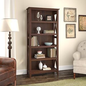 Bush Furniture Key West 5 Shelf Bookcase in Bing Cherry & Key West 2 Drawer Lateral File Cabinet in Bing Cherry