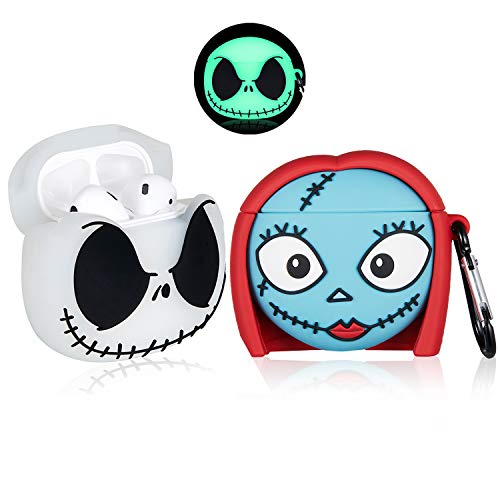 Jowhep Case for Airpod 2/1 Silicone Carton Design Cute Cover Fashion Kawaii Funny Skin Protective Shell for Airpods 1/2 Shockproof Cases with Keychain Kids Teens Girls, Jack Sally 2 Packs