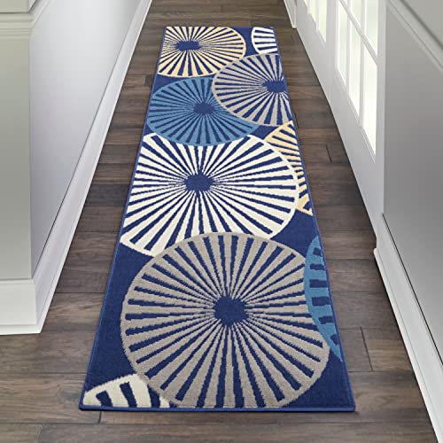 Nourison Grafix Geometric White 3' x 5' Area -Rug, Easy -Cleaning, Non Shedding, Bed Room, Living Room, Dining Room, Kitchen (3x5)