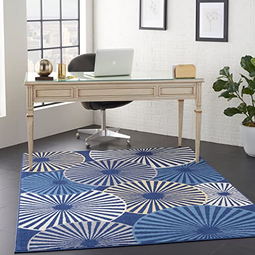 Nourison Grafix Geometric White 3' x 5' Area -Rug, Easy -Cleaning, Non Shedding, Bed Room, Living Room, Dining Room, Kitchen (3x5)