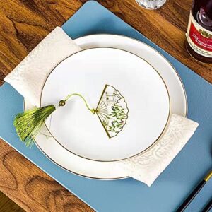 Gsain 10.5” Porcelain Dinner Plates with Golden Rim, Stackable Off-White Ceramic Round Serving Plate for Salad, Dessert, Steak, Pasta (Set of 6)