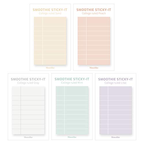 Monolike Smoothie College Ruled Sticky-it - 5p Set Self-Adhesive Memo Pad 50 Sheets