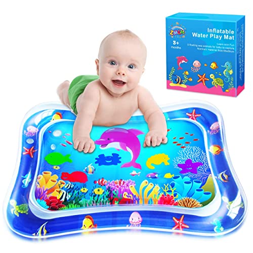 ZMLM Baby Tummy-Time Water Mat: Infant Baby Toy Gift Activity Play Mat Inflatable Sensory Playmat Babies Belly Time Pat Indoor Small Pad for 3 6 9 12 Month Newborn Boy Girl Toddler Fun Christmas Game