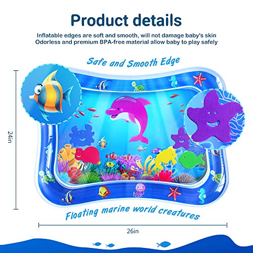 ZMLM Baby Tummy-Time Water Mat: Infant Baby Toy Gift Activity Play Mat Inflatable Sensory Playmat Babies Belly Time Pat Indoor Small Pad for 3 6 9 12 Month Newborn Boy Girl Toddler Fun Christmas Game