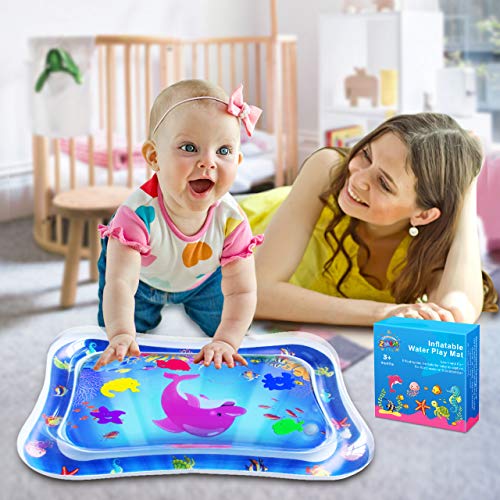 ZMLM Baby Tummy-Time Water Mat: Infant Baby Toy Gift Activity Play Mat Inflatable Sensory Playmat Babies Belly Time Pat Indoor Small Pad for 3 6 9 12 Month Newborn Boy Girl Toddler Fun Christmas Game