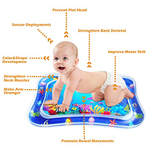 ZMLM Baby Tummy-Time Water Mat: Infant Baby Toy Gift Activity Play Mat Inflatable Sensory Playmat Babies Belly Time Pat Indoor Small Pad for 3 6 9 12 Month Newborn Boy Girl Toddler Fun Christmas Game