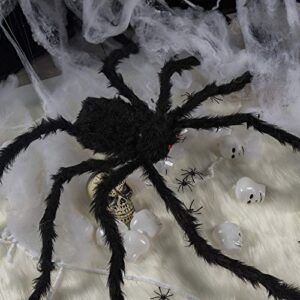 Halloween Spider Decorations, Halloween Yard Decoration with 5ft Big Scary Spider, 12ft Giant Spider Web, 20 small Spider and 40g / cover 120sq Huge Stretch Cobweb for Party Outside Garden Décor