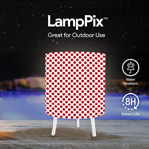 5x7 Inch LED Desk Lamp - Light Red Dots Custom Canvas Printed Table Light 16 Colors - 5 Level Dimmer - 4 Lighting Effects - Rechargeable Light - Remote Control. by LampPix Made in The USA.