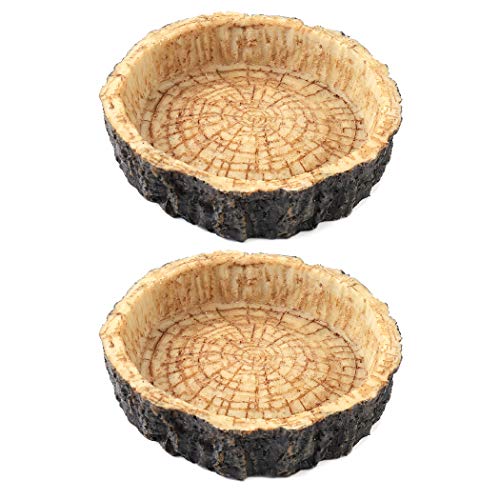 CalPalmy 2 Pack Reptile Food Bowls - Reptile Water and Food Bowls, Novelty Food Bowl for Lizards, Young Bearded Dragons, Small Snakes and More - Made from BPA-Free Plastic