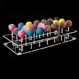 HOMOKUS Cake Pop Holder, 2 Pack Clear Acrylic Cake Pop Stand, 21 Holes Display Lollipop Stand Holder Clear Acrylic for Birthday Parties Weddings Baby Showers Candy Decorative