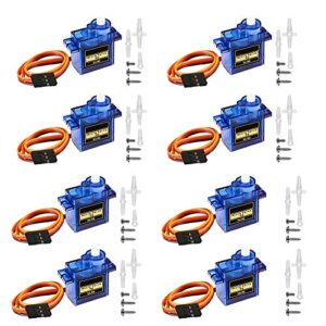 almocn 8pcs sg90 9g micro servo motor kit mini for rc robot arm helicopter airplane car boat controls project