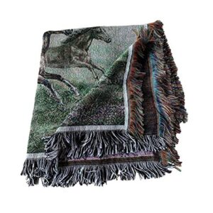 EZ.enjoy Western Galloping Horse Woven Tapestry Throw Blanket with Fringe 50X60 Inches