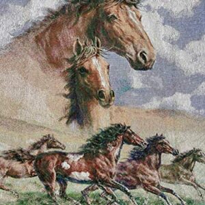 EZ.enjoy Western Galloping Horse Woven Tapestry Throw Blanket with Fringe 50X60 Inches