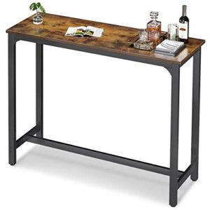 odk 47” bar table, bar height pub table, counter height table, rectangle high top kitchen & dining tables with sturdy legs & easy-to-clean top & 10 min quick assembly, indoor use, rustic brown