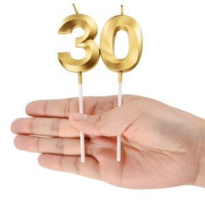 30th birthday candles cake numeral candles happy birthday cake topper decoration for birthday party wedding anniversary celebration supplies (gold)