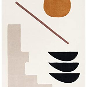 SAFAVIEH Fifth Avenue Collection 5' x 8' Ivory / Brown FTV115A Handmade Mid-Century Modern Abstract Wool Area Rug