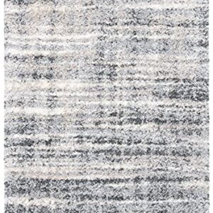 SAFAVIEH Fontana Shag Collection 6'7" x 9' Grey/Ivory FNT856G Modern Non-Shedding Living Room Bedroom Dining Room Entryway Plush 2-inch Thick Area Rug