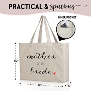 Prazoli Mother of The Bride Tote Bag - Mother of the Bride Gifts , Bridal & Bachelorette Gifts for Bride Mother , Mother Gifts for Wedding Day Bag , Reusable Bags Wedding , Mrs Bag & Bride Beach Bag