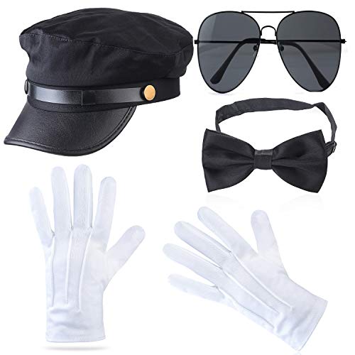 Beefunny Chauffeur Costume Limo Taxi Driver Hat Gloves Set (K)