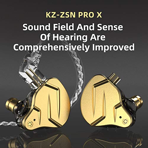 KZ ZSN PRO X 1DD+1BA Dynamic Drive Balanced Armature Hybrid in Ear Earphone,HiFi DJ Monito Running Sport Noise Cancelling, Metal Earphone Earbud,2PIN Detachable Cable Headset (Black no mic)