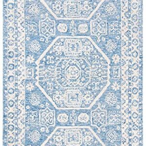 SAFAVIEH Glamour Collection 8' x 11' Navy/Ivory GLM556N Handmade Premium Wool & Viscose Area Rug