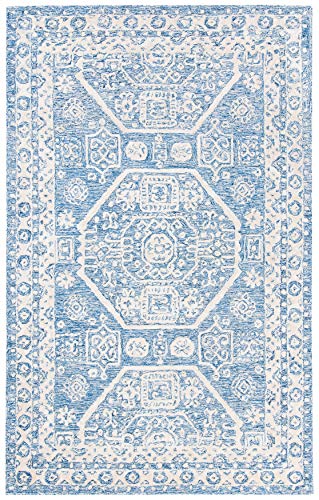 SAFAVIEH Glamour Collection 8' x 11' Navy/Ivory GLM556N Handmade Premium Wool & Viscose Area Rug