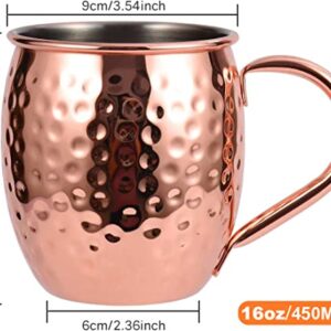 Eligara Moscow Mule Copper Mugs Set of 4 (16 oz), 100% Handmade Pure Copper Cup, Make Any Drink Taste Better. Gift Set: 1 Shot Glass 4 Straws and 4 Coasters (Classic - Cork Coaster)