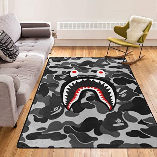 Ba-pe Shark Face Cool Camo Modern Area Rug,Throw Rugs Carpet Floor Pad Rugs Bathroom Rug Mat Yoga Mat Home Decor for Kitchen/Living/Bedroom/Playing Room