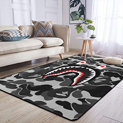 Ba-pe Shark Face Cool Camo Modern Area Rug,Throw Rugs Carpet Floor Pad Rugs Bathroom Rug Mat Yoga Mat Home Decor for Kitchen/Living/Bedroom/Playing Room