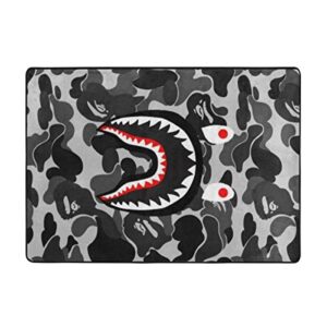 Ba-pe Shark Face Cool Camo Modern Area Rug,Throw Rugs Carpet Floor Pad Rugs Bathroom Rug Mat Yoga Mat Home Decor for Kitchen/Living/Bedroom/Playing Room